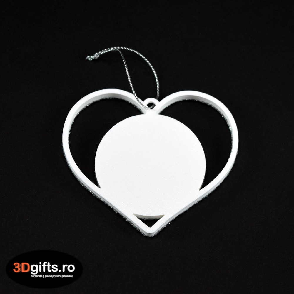 Glob Personalizat 3D - Model “Inimă”, Argintiu | 3Dgifts.ro