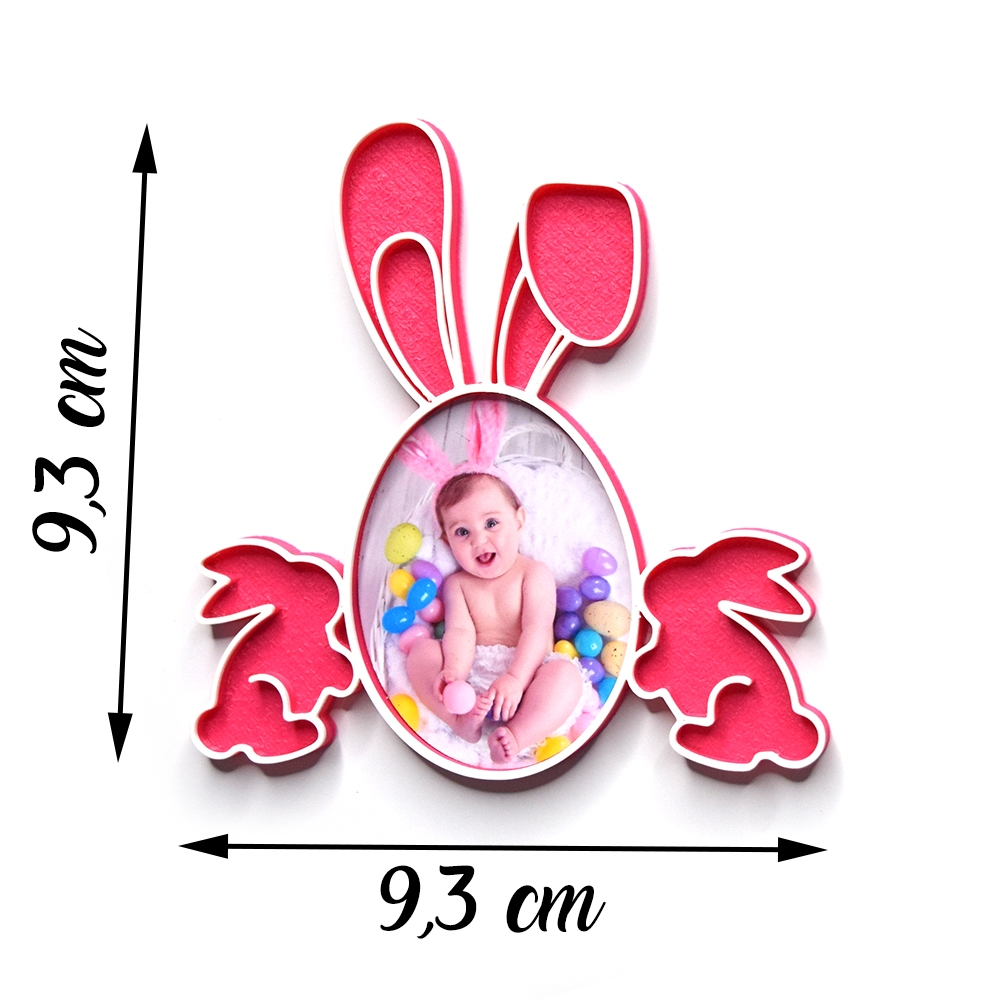 Magnet Personalizat 3D cu Poză - Model "Iepuraș De Paște", Roz | 3Dgifts.ro