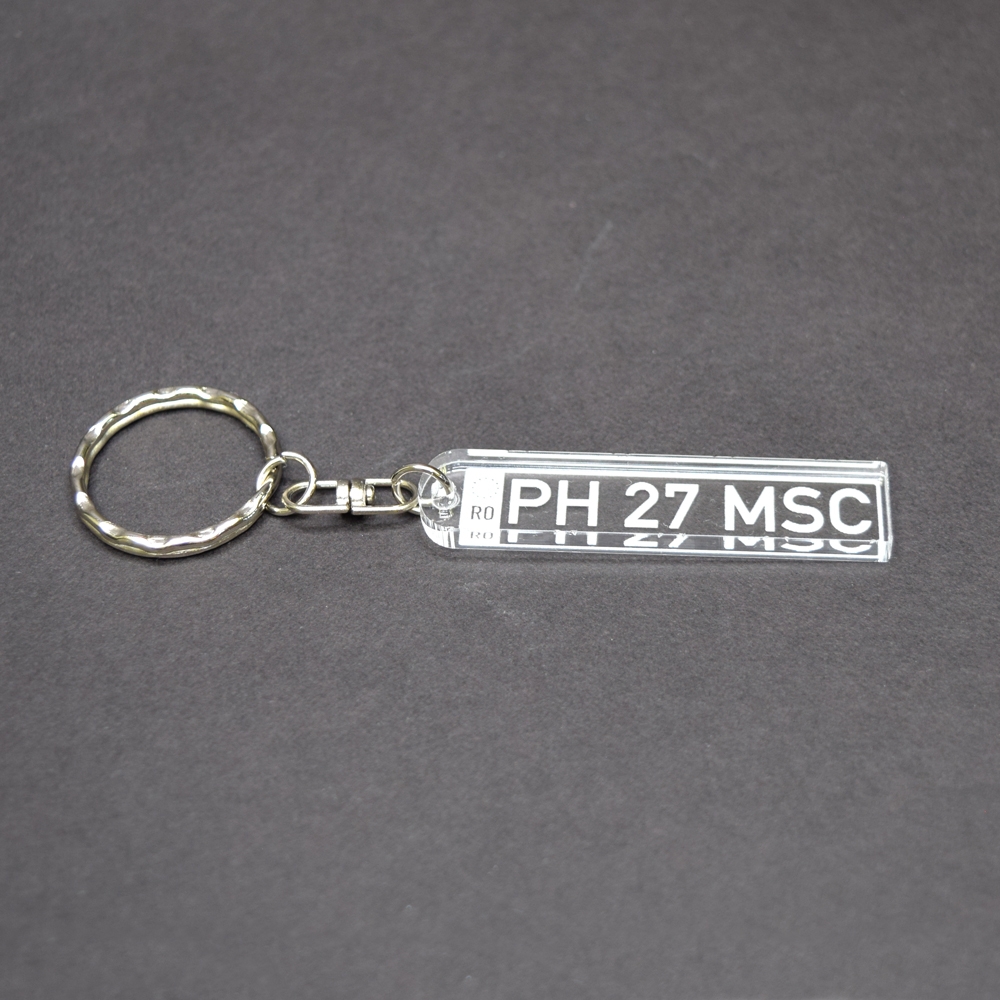 Breloc Personalizat Cu Număr Auto - Model Transparent | 3Dgifts.ro