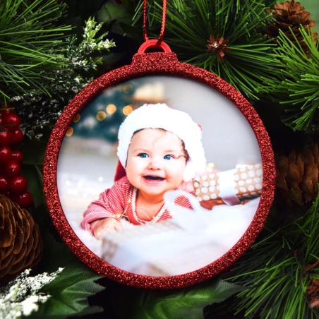 Glob Personalizat 3D - XL Rotund Cu O Poză Mare - Roșu | 3Dgifts.ro